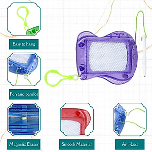 12 Mini Drawing Board for Kids (12 Pack) Bulk Backpack Keychain Clip Drawing Boards, Erasable Doodle Sketch and Writing Pad for Boys & Girls by 4E's Novelty