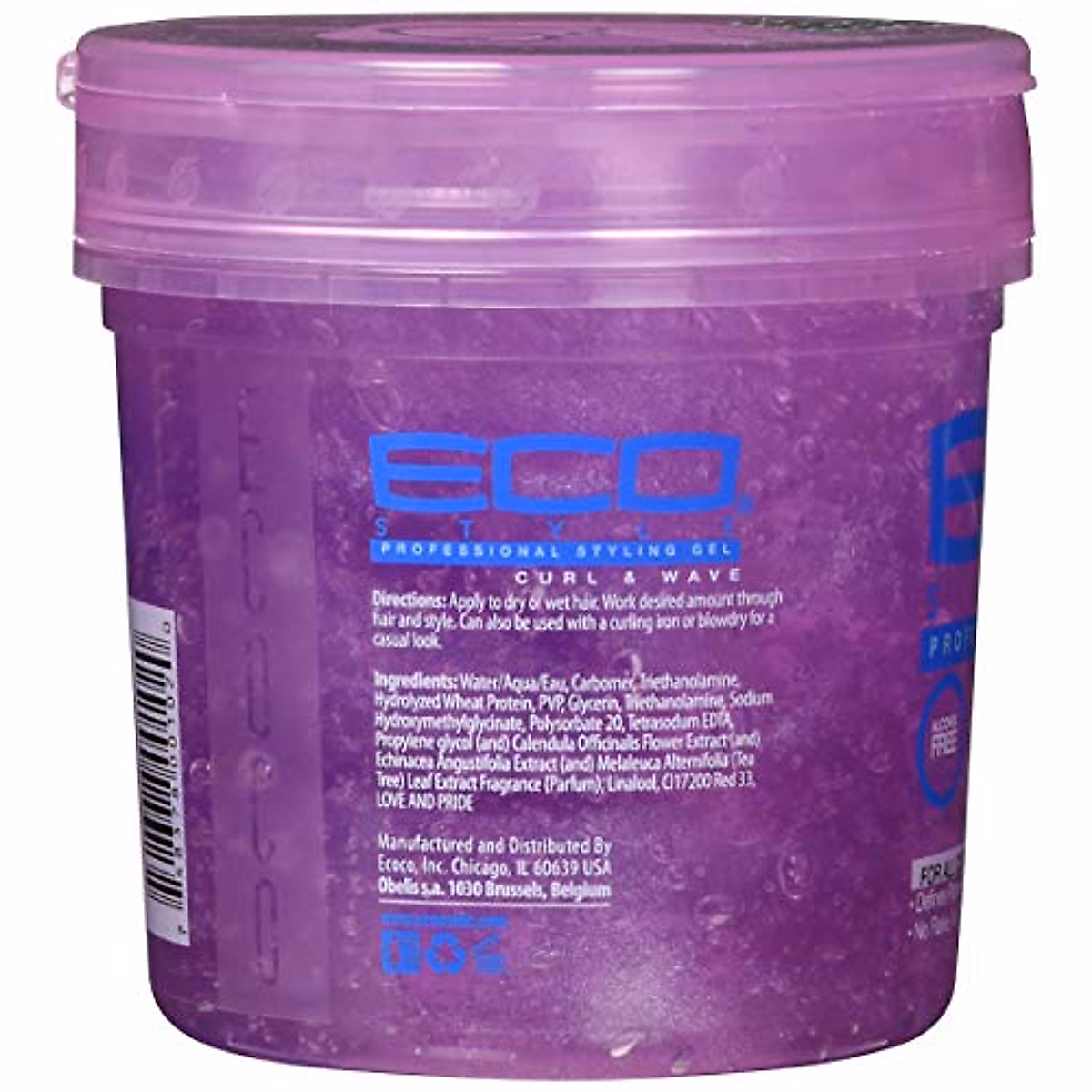 Eco Style Ecoco Hair Gel - Curl And Wave - Anti-Itch, Alcohol-Free Formula - Perfect Hold For Angled Or Tapered Sides - Ideal For Wavy Hair - No Flakes - Not Animal Tested - Moisturizes - 16 Oz