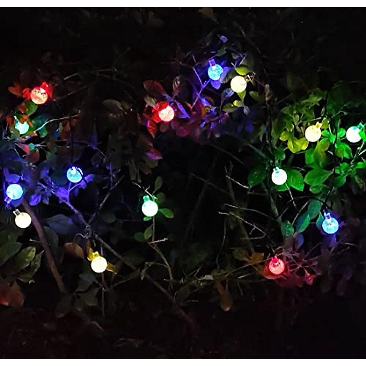 SPLOcolor Solar String Lights Outdoor, 20ft Waterproof 30 LEDs 8 Modes Crystal Globe Solar String Fairy Lights Backyard Patio Christmas Lights for Holiday Party Gardens Backyard Wedding (Multicolor)