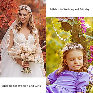 Didder Flower Tiaras for Girls, Flower Girl Headband Headpiece Tiaras for Women Flower Crown Tiaras and Crowns for Women Crystal Pearl Flower Tiara Hair Vine Wedding Hair Accessories for Bride