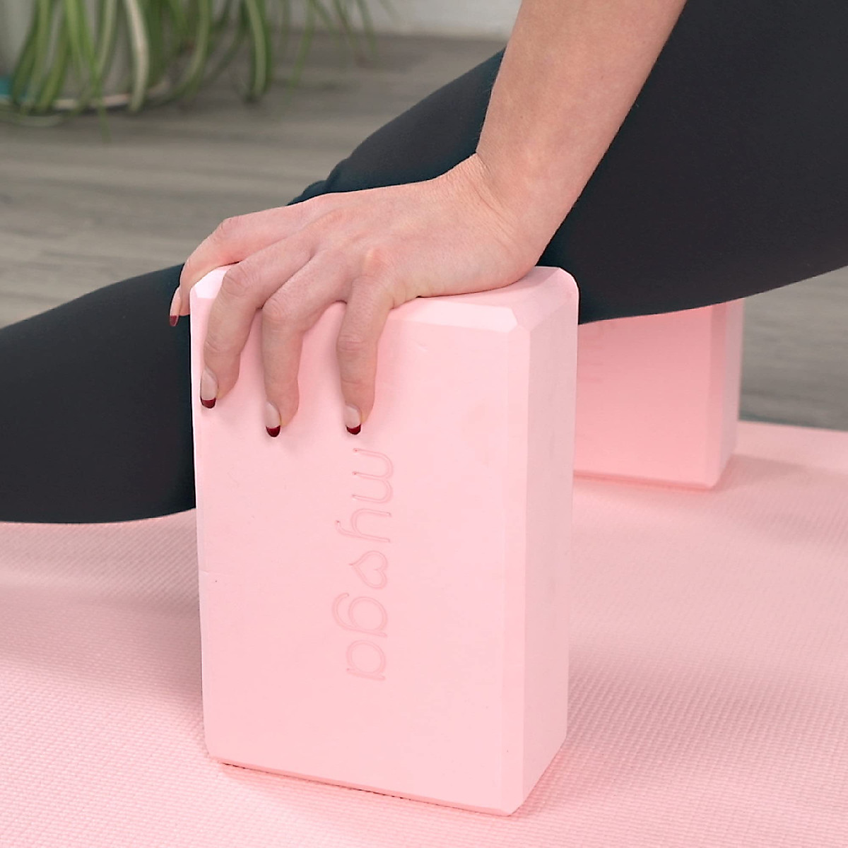Myga High Density, Soft Cork Yoga Block (Dusty Pink) - Lightweight, Non-Slip, Portable and Odor Resistant Stretching Blocks for Splits