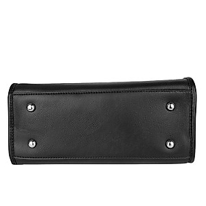 Women's Leather Hand Held Purse Satchel Tote Bag with Charms, Dual Changeable Straps