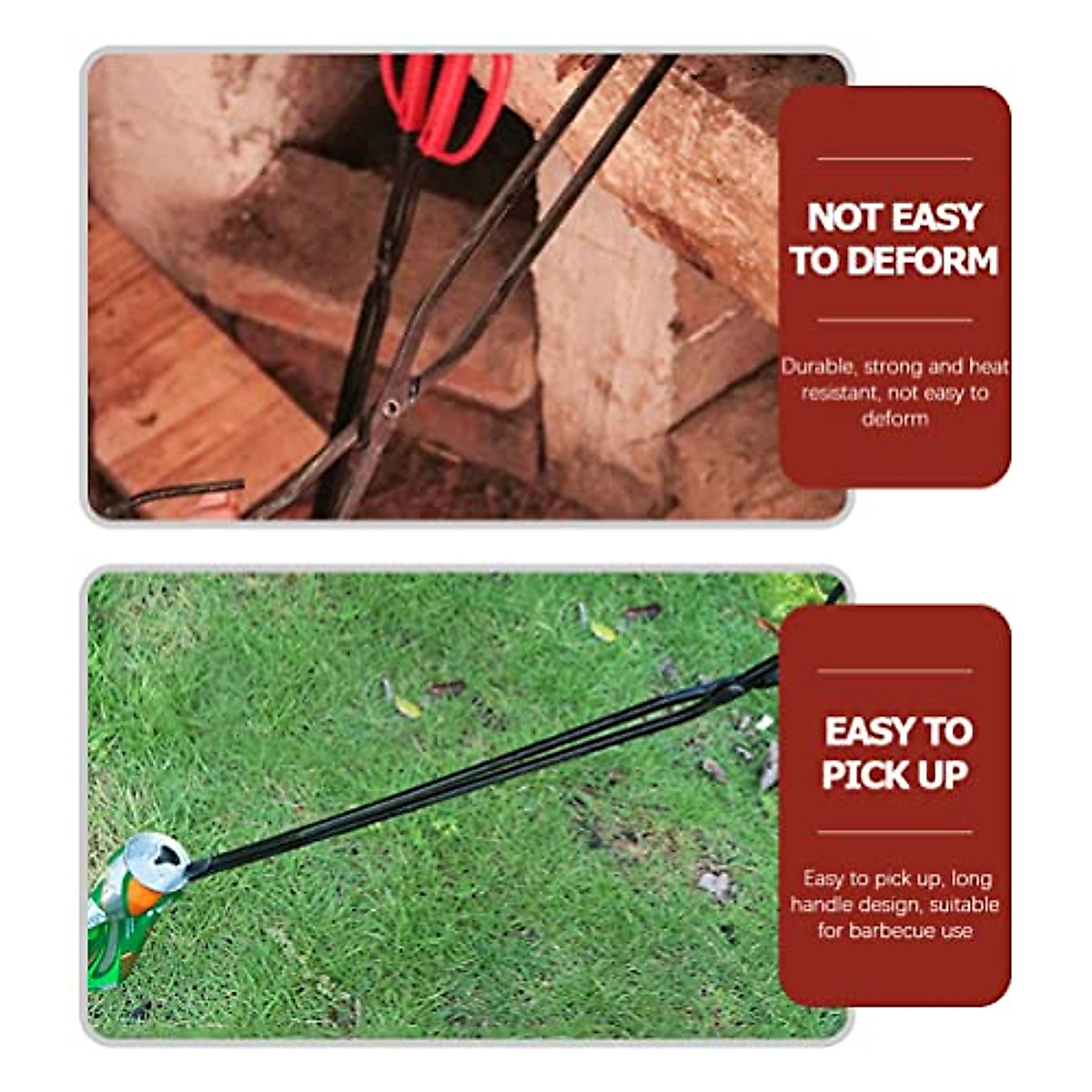 GANAZONO Grilling Tools 2 Pcs Log Grabber Tongs Fireplace Tongs Stainless Steel Fire Tongs Kitchen Tongs Grabber for Outdoor Indoor Fireplace Moving Firelogs Fire Pit Grill Tools