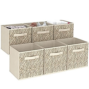 Wisdom Star 6 Pack Fabric Storage Cubes with Handle, Foldable 11 Inch Cube Storage Bins, Storage Baskets for Shelves, Storage Boxes for Organizing Closet Bins