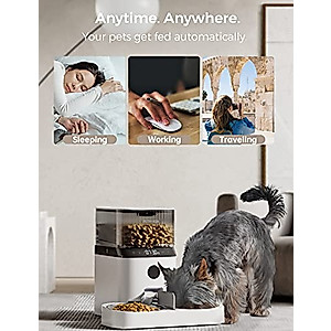 PETVIAGA Automatic Cat Feeders for 2 Cats, WiFi Cat Feeder with Lock Lid, 2-Way Splitter & Dual Bowls, Auto Pet Feeder for 2 Dogs with APP Control 1-6 Mealtimes, 20 Portions Control & Remote Feeding