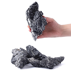 FISCAPE 5 PCS 2-8'' Natural Seiryu Stones Slate Stones for Aquariums Terrariums, Paludarium, Vivariums, Reptile, and Amphibian Enclosures