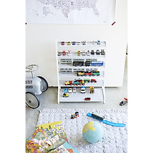 YAMAZAKI Parking Garage Home Train Hotwheels Model Car Display | Kids Steel | Toy Storage, One Size, White