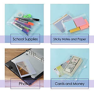 Mr. Pen A5 Plastic Binder Pockets, 8 Pieces, 6 Ring Binder Holes, 8 Pcs, Clear Envelopes for Cash, Money Organizer, Lightweight, Easy to Carry
