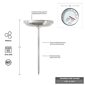 KitchenAid KQ902 Leave-in, Oven/Grill safe Meat Thermometer, TEMPERATURE RANGE: 120F to 200F, Stainless Steel, Analog