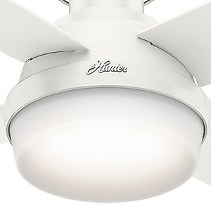 Hunter Fan 44 Inch Fresh White Ceiling Fan with Light and Remote Control, Indoor Ceiling Fan with 4 Blades for Bedroom, Living Room, Office, Basement, Kitchen, Dining Room (Renewed)