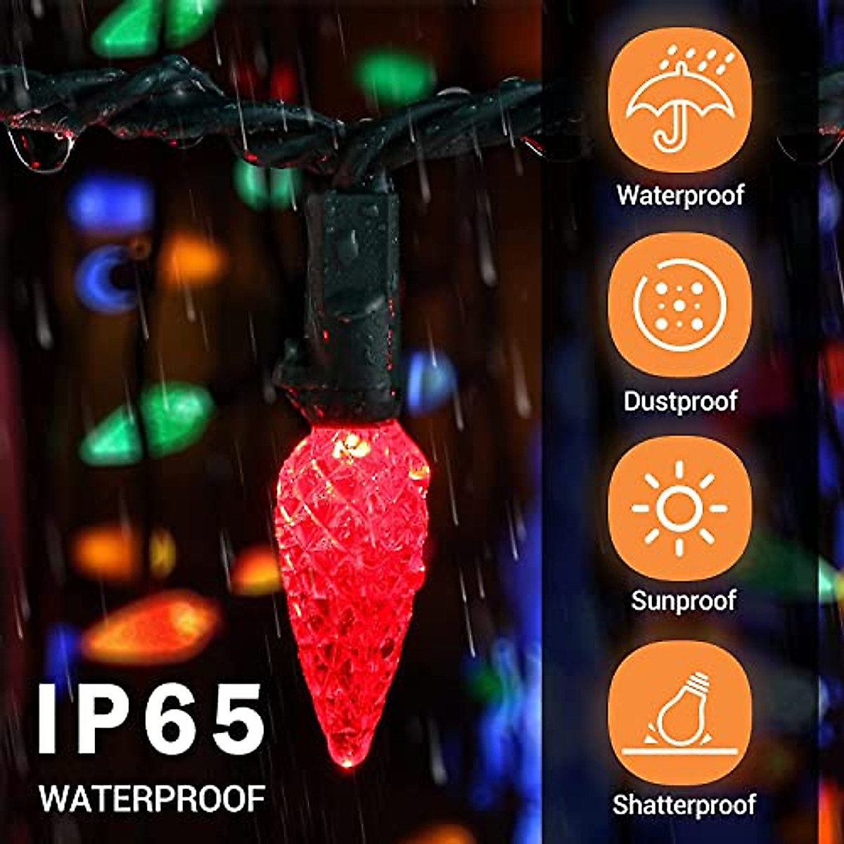 StillCool Battery Operated String Lights,16.4ft 50LED Multicolored Strawberry Lights for Garden Roof Party Christmas Halloween Decoration