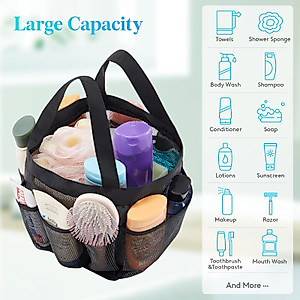 Lifewit Mesh Shower Caddy Freestanding Portable Shower Tote Bag for College Dorm, Bathroom, Gym, Travel, Quick Dry Hanging Shower Organizer with 7 Storage Pockets for Toiletry Essentials, Grey