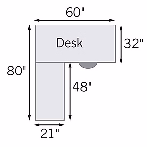 nbf signature series Urban Reversible LShaped Desk Weathered Walnut Laminate Black Legs 60 W x 80 D