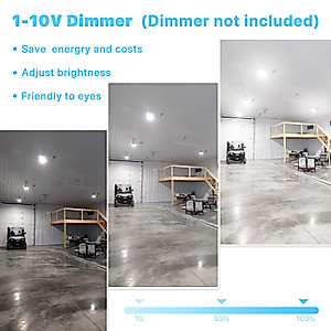 HYPERLITE High Bay Led Lights 250W 35,000LM(140lm/w) 4000K CRI>80 1-10V Dimmable 5' Cable with 110V Plug Hanging Hook Safe Rope UL Listed High Bay Led Lighting for Stadium Exhibition Hall