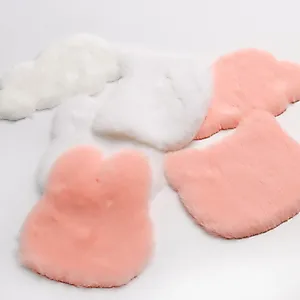 6 Pcs Miniature Furry Rugs Mini Carpets Pink and White Mini Faux Fur Rug for Mini House Furniture Decoration Accessories