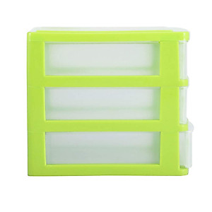 White 3 Drawer Plastic Storage,Mini Drawer Organizer, Plastic Jewelry Makeup Storage Box with Adjustable Detachable Dividers for Small Accessories (3 Layers Green)