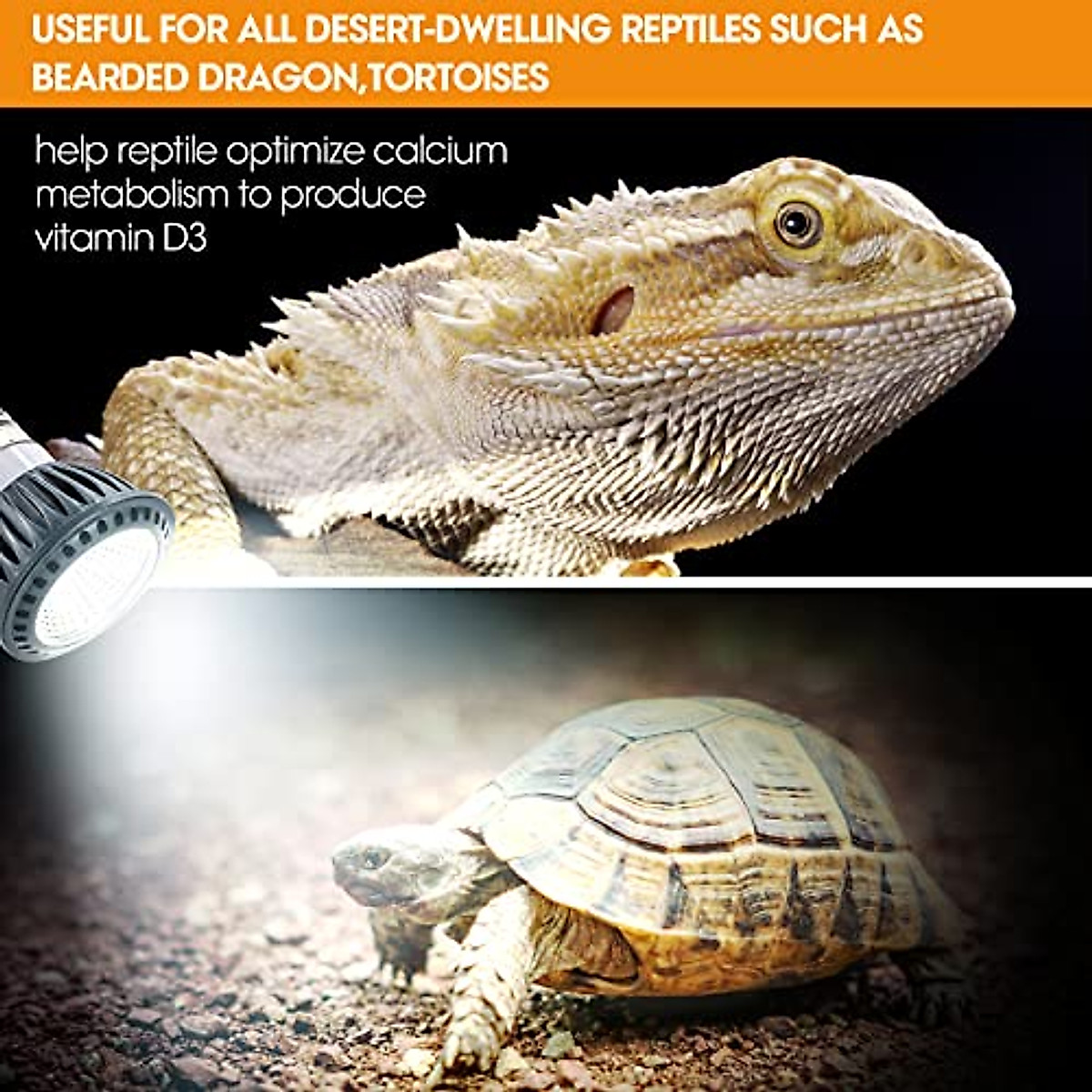 GeeKoit Premium High-Intensity UVB Reptile Light for Optimal Calcium Metabolism,5-Watt 10.0 Desert UVB Light Ideal for Desert-Dwelling Reptiles Bearded Dragons Tortoises (Desert 10.0 UVB)