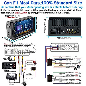 Double Din Car Stereo Compatible with Apple Carplay and Android Auto,7 inch HD Touch Screen Car Radio with Bluetooth,Car Audio Receiver with Backup Camera,Mirror Link,FM/USB/TF/AUX/Subwoofer