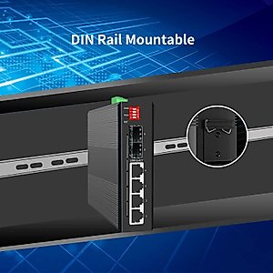 4-Port Hardened Industrial Gigabit 2+ Managed DIN-Rail Switch, 4x10/100/1000 Base-TX +2x1000Base-FX SFP 6X, Network Ethernet Gigabit Not with PoE+ Switch