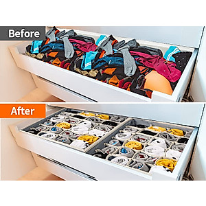 IGELIN MAGELI Drawer Underwear Organizer Dividers 5 Pack, Oxford Cloth Organizers and Storage Boxes for Lingerie, Bra, Socks, Underwear, Ties (Gray)