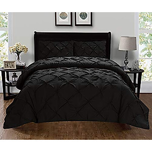 Elegant Comfort Luxury Super-Soft Coziest 1500 Thread Count Egyptian Quality 3-Piece Pintuck Design Duvet Cover Set, (Insert Comforter Protector) Wrinkle-Free, King/California King, Black