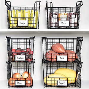 iDesign Classico Storage Basket with Handles for Pantry, Kitchen, Bathroom, Countertop, and Desk Organization, Stackable-Small