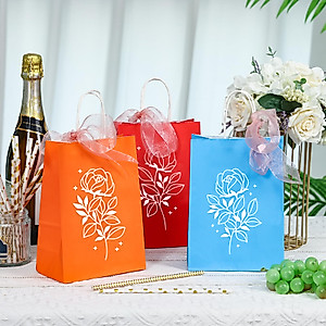 Moretoes 36pcs Paper Gift Bags, 5.9 x 3.15 x 8.25 Inch Party Favor Bags, Small Goodie Bags Gift Bags with Handles for Kids Birthday, Shower, Crafts, Christmas Party Supplies (6 Colors)