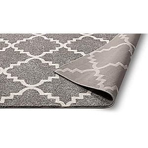 Harbor Trellis Grey Quatrefoil Geometric Modern Casual 2x7 (2'3" x 7'3" Runner) Easy to Clean Stain/Fade Resistant Shed Free Contemporary Traditional Moroccan Lattice Soft Living Dining Room Rug