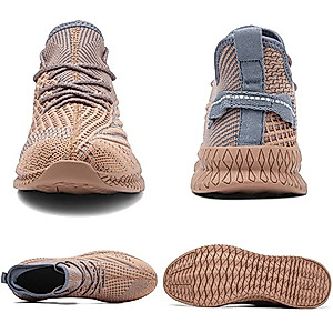 WEITE Mens Slip On Walking Shoes Fashion Sneakers for Men - Running Shoes for Men Lightweight Breathable Non Slip Mesh Gym Tennis Comfortable Arch Support Athletic Sneakers (Earthy,14)