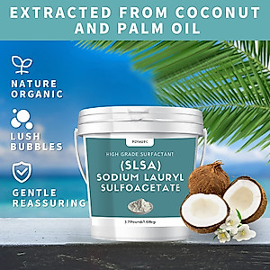 3.7 Pound SLSA Powder for Making Bath Bombs, Premium SLSA Sodium Lauryl Sulfoacetate Powder, Amazing Bubbles, Gentle on Skin, Suitable for Making Bath Bombs, Bath Truffles and More