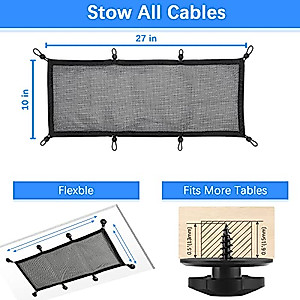 Cable Management Net Under Desk Kit, ZZM Privacy Mesh Cable Manager Flexible Under Desk Wire Net Large Capacity Cord Organizer Net for Office,Standing Desk, Home, 26 X 10 Inches (1 Pack)