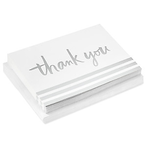 Hallmark Pack of Thank You Cards, Silver Foil (20 Thank You Notes with Envelopes)