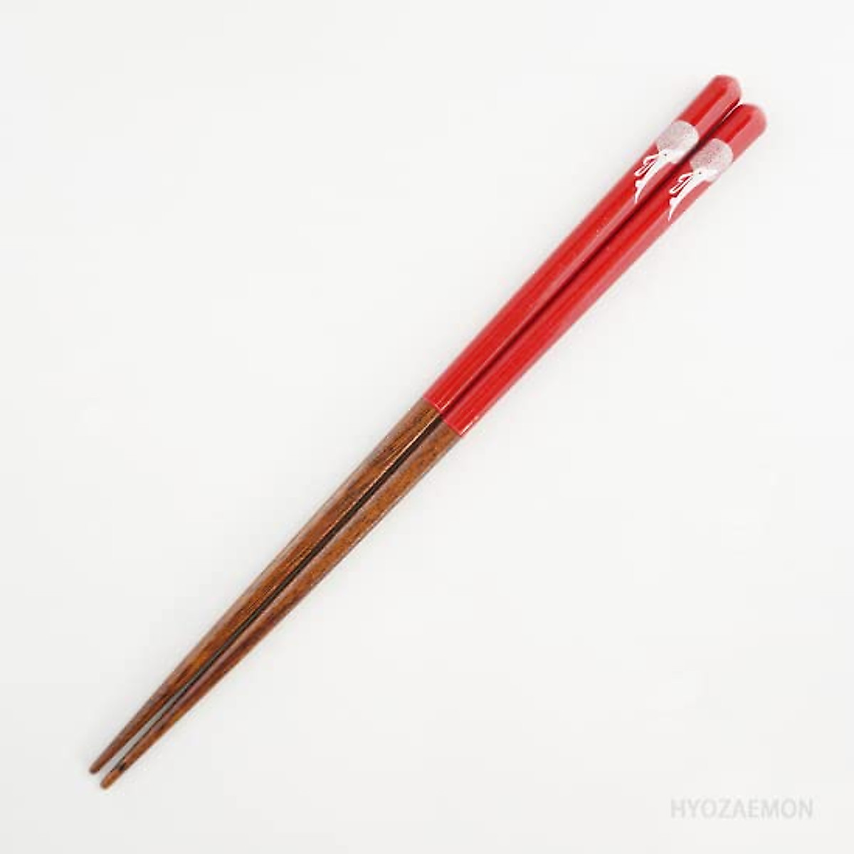 Japanese Natural Lacquered Wooden Chopsticks - Dishwasher-Safe - Handmade in Japan - Moon with Rabbit (Red 8.46 in)