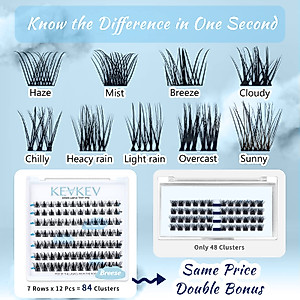 Lash Clusters 84 Pcs Cluster Lashes Natural Look DIY Lash Extension Lashes That Look Like Extensions Wispy Lashes Fluffy Eyelash Clusters Thin Band & Soft (Cloudy,D-8-16mix)