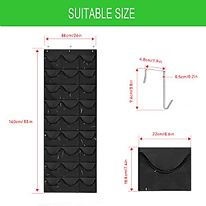 Mosghuiy Hat Rack for Baseball Caps: Hat Organizer Storage with 27 Deep Pockets - Hat Racks for Baseball Caps Hanging Over The Door Closet with 3 Hooks, Hat Hanger Organizers and Storage Holder, Black