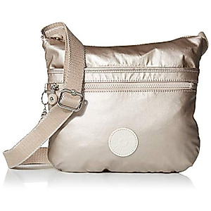 Kipling Women’s Arto Crossbody, Lightweight Everyday Purse, Casual Nylon Shoulder Bag, Metallic Glow