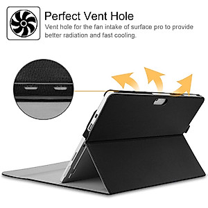 Fintie Case for Microsoft Surface Pro 7 Plus, Surface Pro 7/6/5/4/3 12.3 Inch Tablet - Multiple Angle Viewing Portfolio Business Cover, Compatible w/Type Cover Keyboard, Black