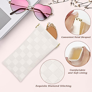 HIGH FIT eyeglasses bag Soft Glasses Pouch, Portable Squeeze Top Sunglasses Case Travel for Women Girls (White)