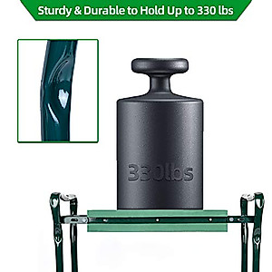 DECORLIFE Garden Kneeler and Seat, Foldable Garden Kneeling Bench with Comfortable Pad & Tool Pocket, Ideal for Gardening & Weeding