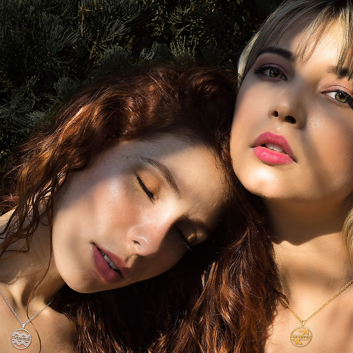 LoEnMe Jewelry Silver Plated Gemini Women Sterling Silver Name Personalized Picture Stone Custom Colleen Necklace