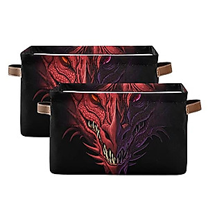 3D Magical Animal Dragon Storage Bins Basket, Collapsible Storage Cube Rectangle Storage Box with Handles for Shelf Closet Nursery Bedroom Home Office 1 Pack