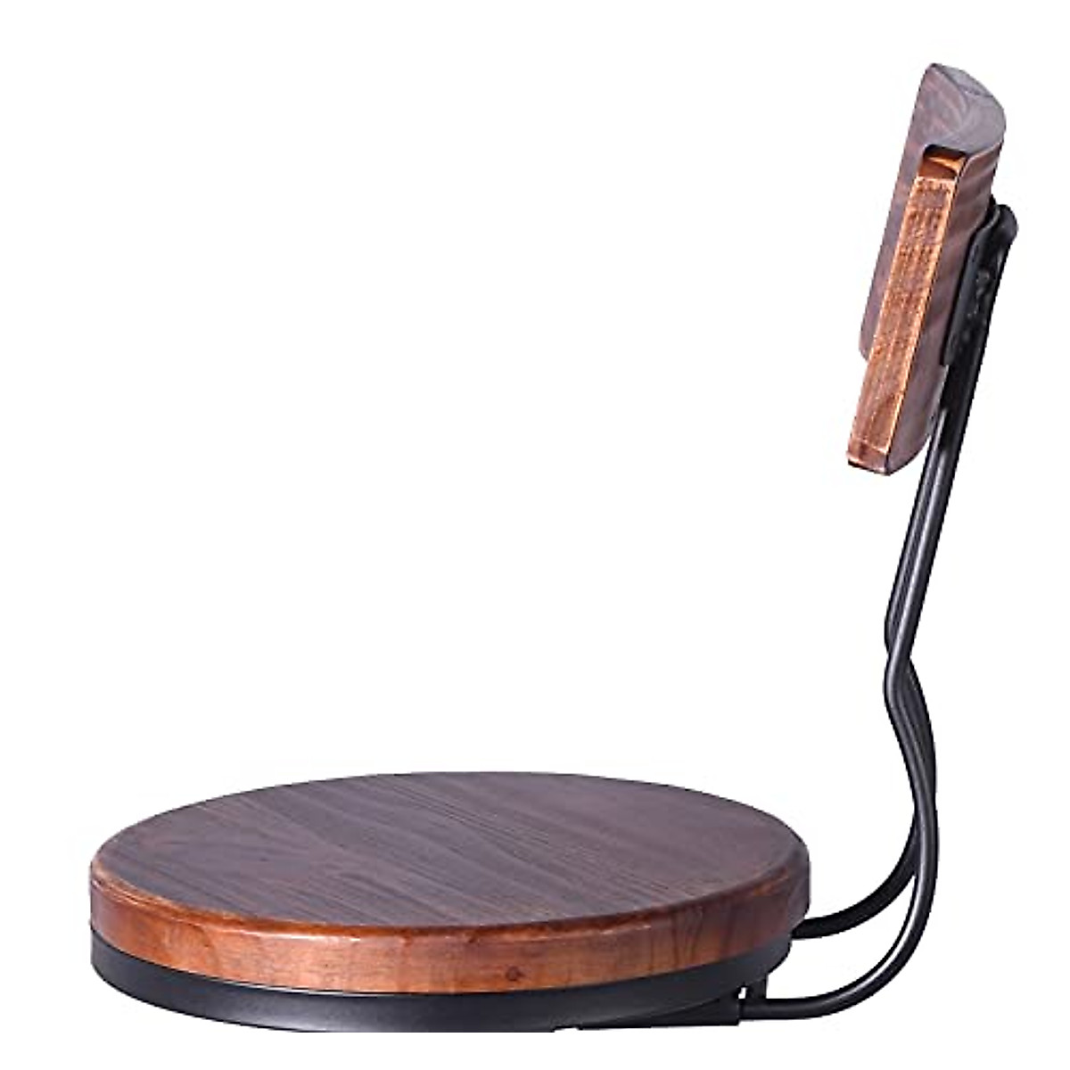 Topower Farmhouse Kitchen Stool, Industrial Counter Stool, Kitchen Deco Round Seat Standard Height Adjustable Swivel Bar Stools with Backrest Indoor House Design Wood Backrest Black Set of 2