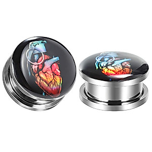 TBOSEN 8 Pcs Stainless Steel Screw Fit Epoxy Ear Plug Flesh Piercing Jewelry Ear Gauges 2g - 1-3/16 inch