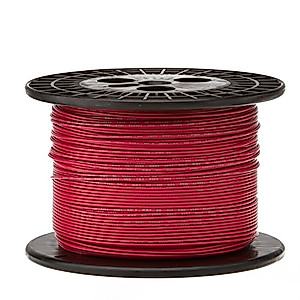 Remington Industries 20UL1007SLDRED1000 20 AWG Gauge Solid Hook Up Wire, 1000 feet Length, Red, 0.0320" Diameter, UL1007, 300 Volts