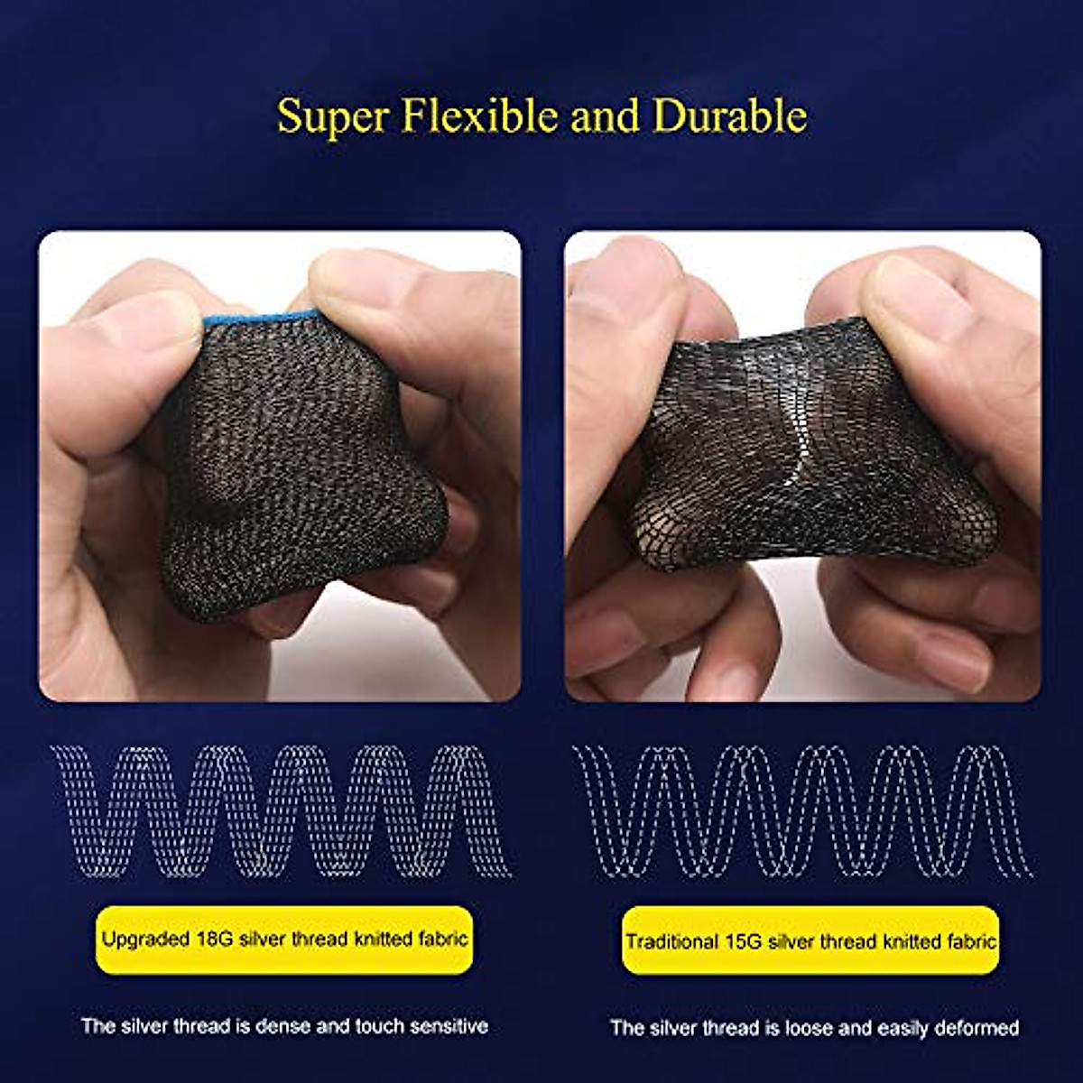 Mobile Gaming Finger Thumb Sleeves,Anti-Sweat Breathable Seamless Thumb Touchscreen Finger Covers for League of Legend, PUBG, Rules of Survival, Knives Out