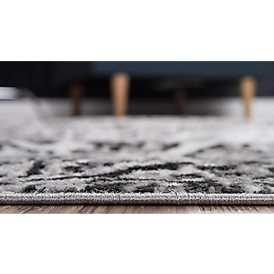 Unique Loom Sofia Collection Area Rug - Grace (6' 1" x 9', Dark Gray/ Gray)