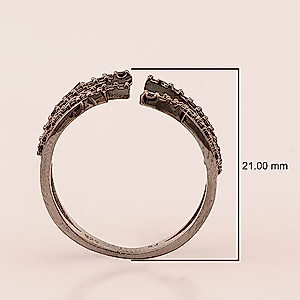 Eternity Open Wrap 925 silver Black Spinel Ring Cocktail Statement (7)