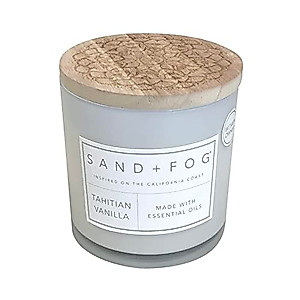 Sand + Fog Tahitian Vanilla Scented Candle, Large Triple Wick, 25 Oz (White)
