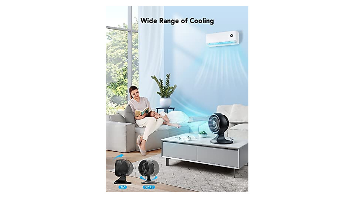 Govee Table Fan for Bedroom - Quiet Desk Air Circulator with Smart Control