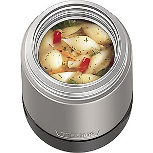 ALTA SERIES BY THERMOS Stainless Steel Food Jar 18 Ounce, Matte Steel/Espresso Black